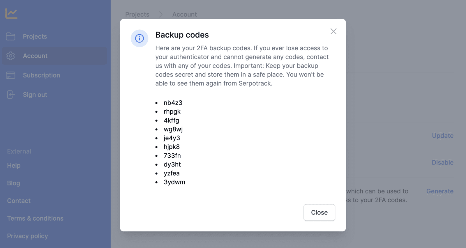 Enable 2FA Serpotrack Enable 2FA Serpotrack